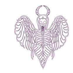 Skeleton angel outline sketch Royalty Free Vector Image