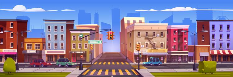 Street town cartoon Royalty Free Vector Image - VectorStock
