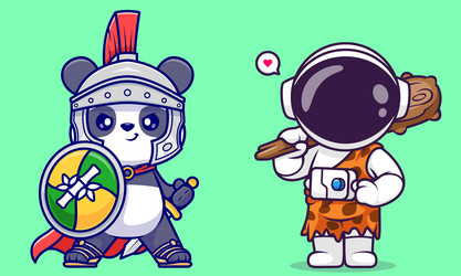 Free cute panda knight viking cartoon Royalty Free Vector