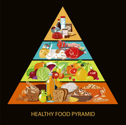 Food pyramid healthy eating infographic Royalty Free Vector
