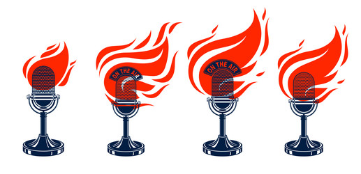 Microphone Burning Mic Vector Images (over 300)