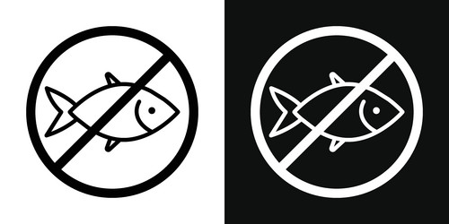 No fish icon set ban seafood rounded symbol Vector Image