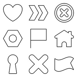 Simple shapes outline flat icon set isolated Vector Image