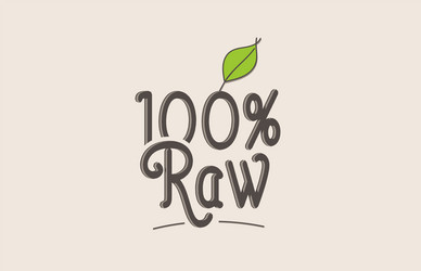 100 raw green leaf word text logo icon typography Vector Image
