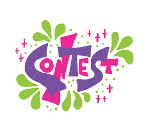 Contest text hand drawn word Royalty Free Vector Image