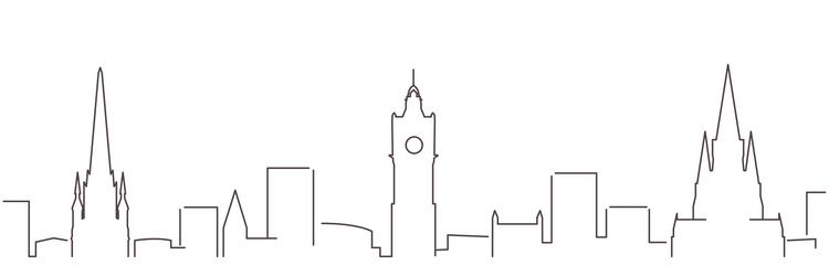 Edinburgh skyline silhouette with reflection Vector Image