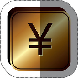 Sticker golden square with currency symbol Vector Image