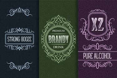 Gin strong drink label design template patterned Vector Image