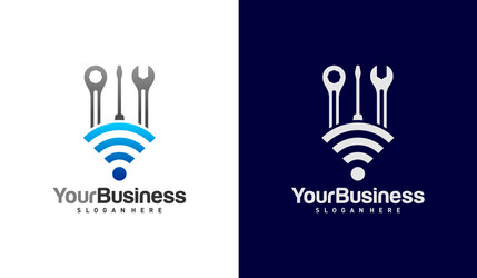 Smart mechanic logo template creative Royalty Free Vector