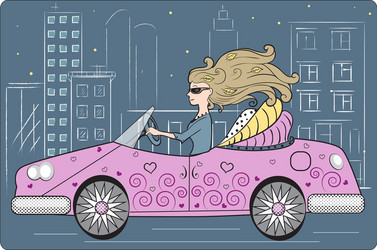 A girl goes to convertible Royalty Free Vector Image