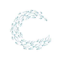 Aquatic fish school silhouette Royalty Free Vector Image