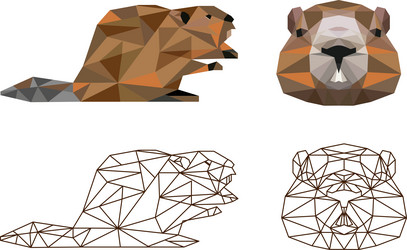Wild animal heads made of triangles Royalty Free Vector