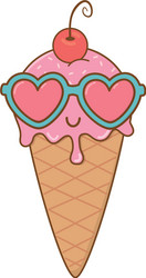 Ice cream cone with sunglasses cartoon Royalty Free Vector