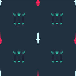 Set crossed arrows dagger medieval sword Vector Image