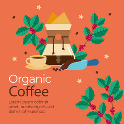 Flat design coffee plantation posts Royalty Free Vector