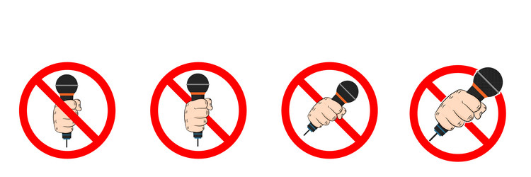 No mic allowed mic ban icon microphone Royalty Free Vector