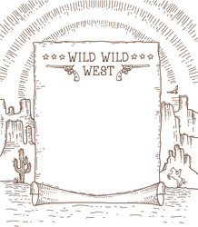 Wild west paper for text cowboy western hand Vector Image