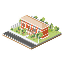 Isometric school building isolated on white Vector Image