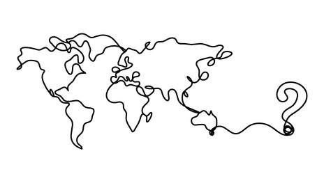 Map with question mark as line drawing on white Vector Image