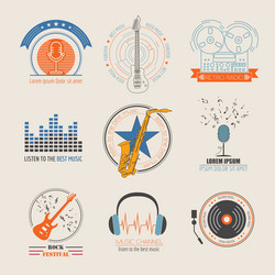 Musical instruments logos and badges graphic Vector Image