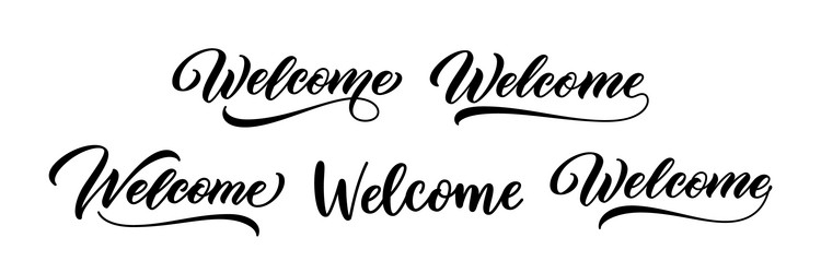 Welcome sign hand drawn text Royalty Free Vector Image