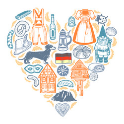 Oktoberfest dirndl and lederhosen in hand drawn Vector Image