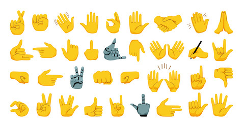 Set of hands icons and symbols emoji hand Vector Image