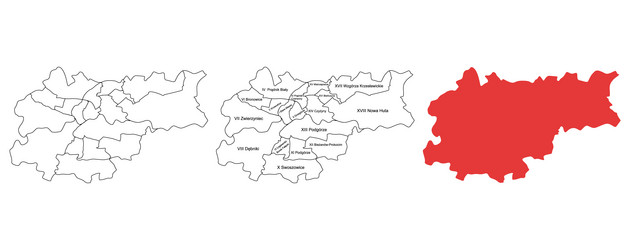 Map of krakow and its districts highly detailed Vector Image