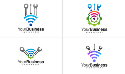 Smart mechanic logo template creative Royalty Free Vector