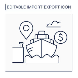 Cost insurance and freight line icon Royalty Free Vector
