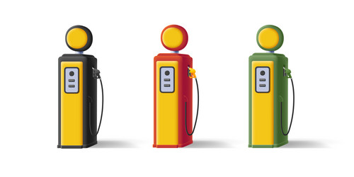 Retro style gas station with round Royalty Free Vector Image