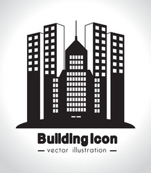 A flat black skyscraper and low-rise building Vector Image