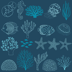 Underwater design elements Royalty Free Vector Image
