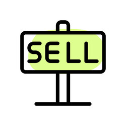 Sell sign board is set on the ground Royalty Free Vector