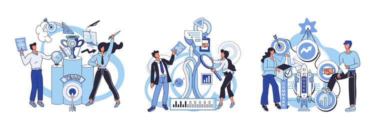 Team solving problems problem union Royalty Free Vector