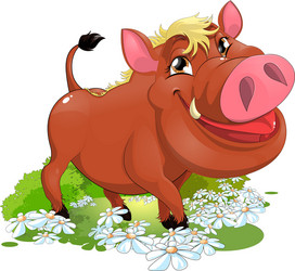 Cute little golden boar animal isolated Royalty Free Vector