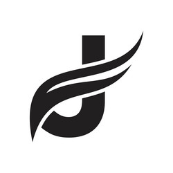 Letter j transportation logo with wing shield Vector Image