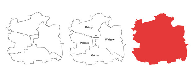 Map of the districts lodz and its Royalty Free Vector Image