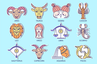 Sticker of gemini zodiac sign Royalty Free Vector Image