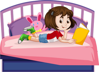 Little girl making bed Royalty Free Vector Image