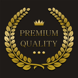 Gold certificate sign with star and laurel wreath Vector Image