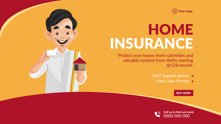 Home insurance landscape banner design Royalty Free Vector