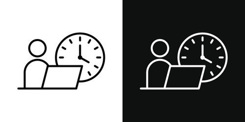 Office hours icon set hour work training Vector Image