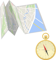 Old vintage antique world map and compass Vector Image