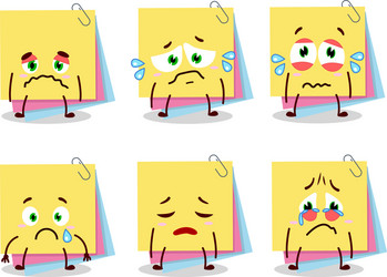 Sticky notes paper cartoon character with various Vector Image