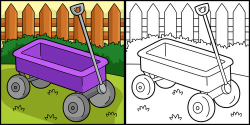 Wagon vehicle coloring page colored Royalty Free Vector