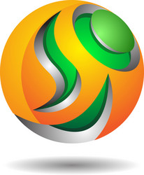 Abstract glossy blue sphere logo icon Royalty Free Vector