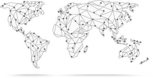 Polygonal abstract world map asia in the center Vector Image