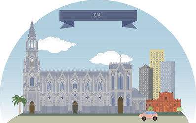 Outline skyline panorama of city of cali Vector Image