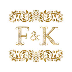 K and f vintage initials logo symbol letters Vector Image